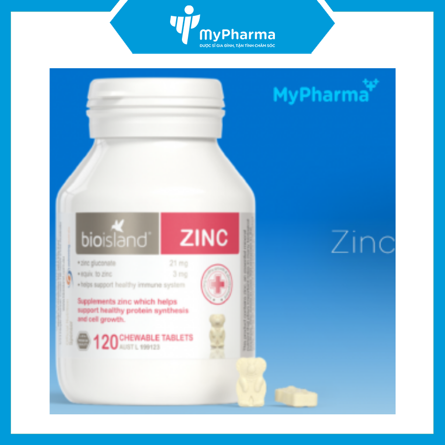 Kẽm BioIsland Zinc lọ 120 viên nhập khẩu chính hãng cho trẻ biếng ăn ...