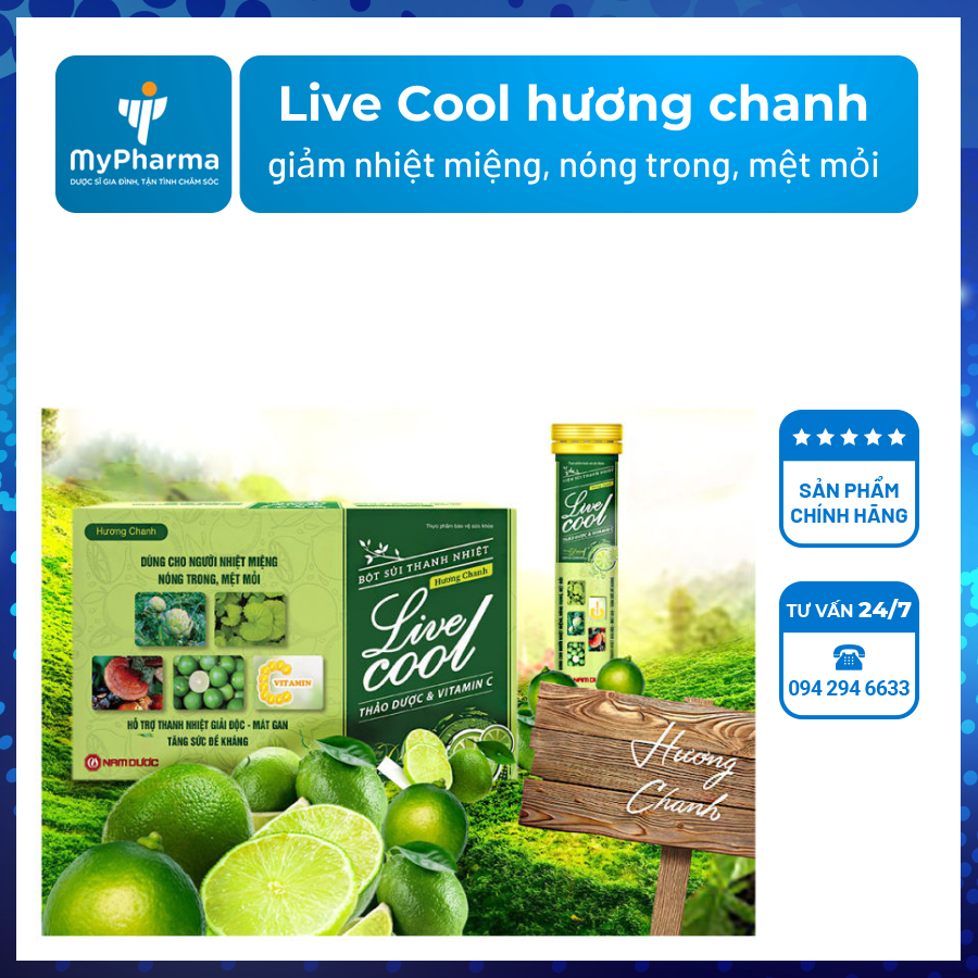Live Cool hương chanh - Bột sủi giảm nhiệt miệng, nóng trong, mệt mỏi