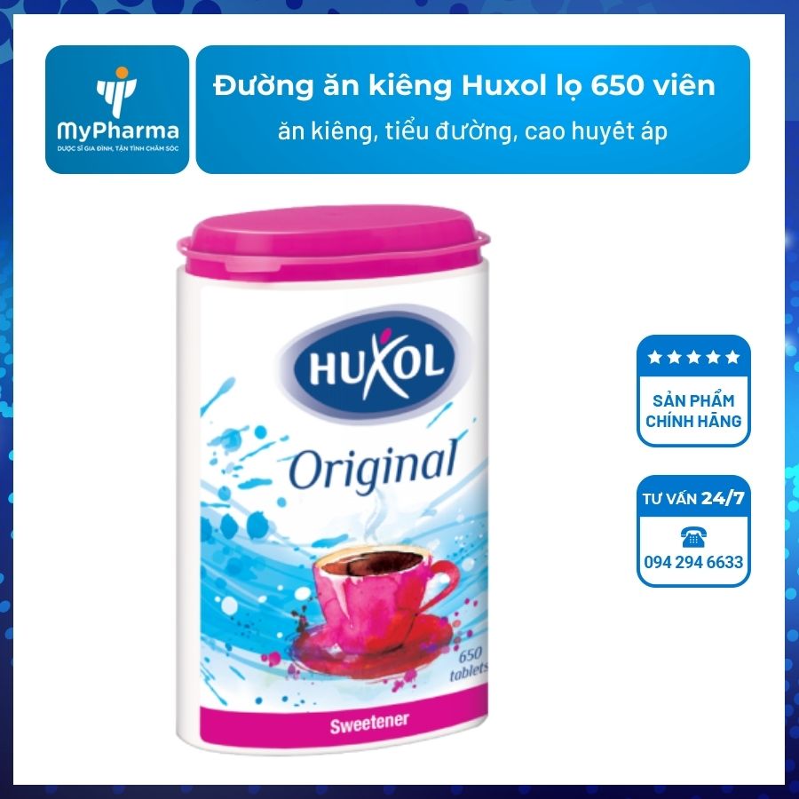 Đường ăn kiêng Huxol lọ 650 viên - ăn kiêng, tiểu đường, tăng huyết áp