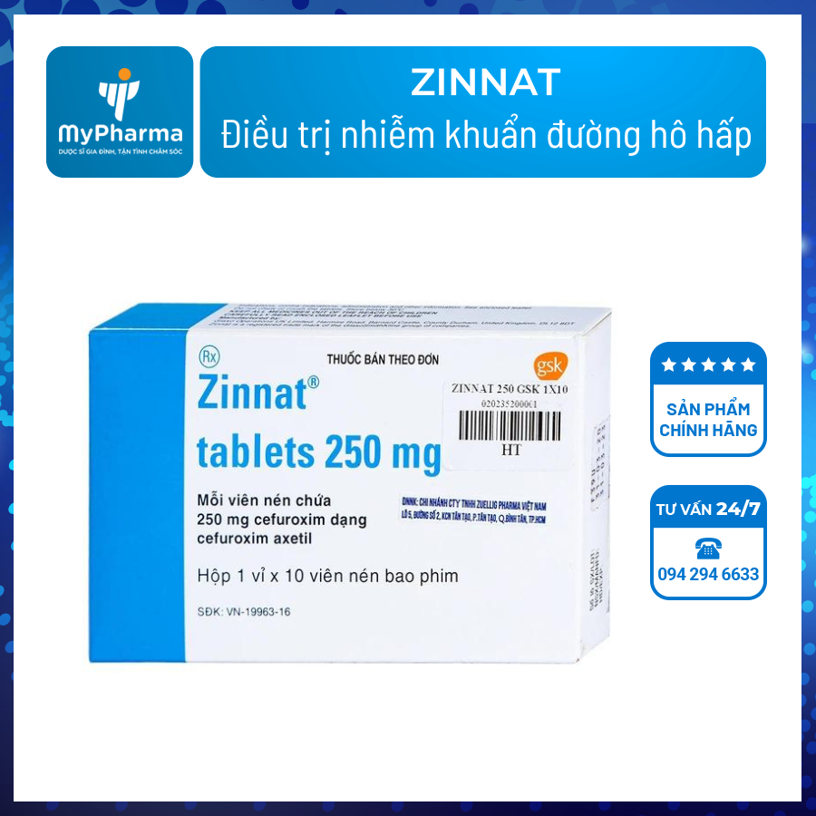 Zinnat - Điều trị nhiễm khuẩn đường hô hấp - MyPharma